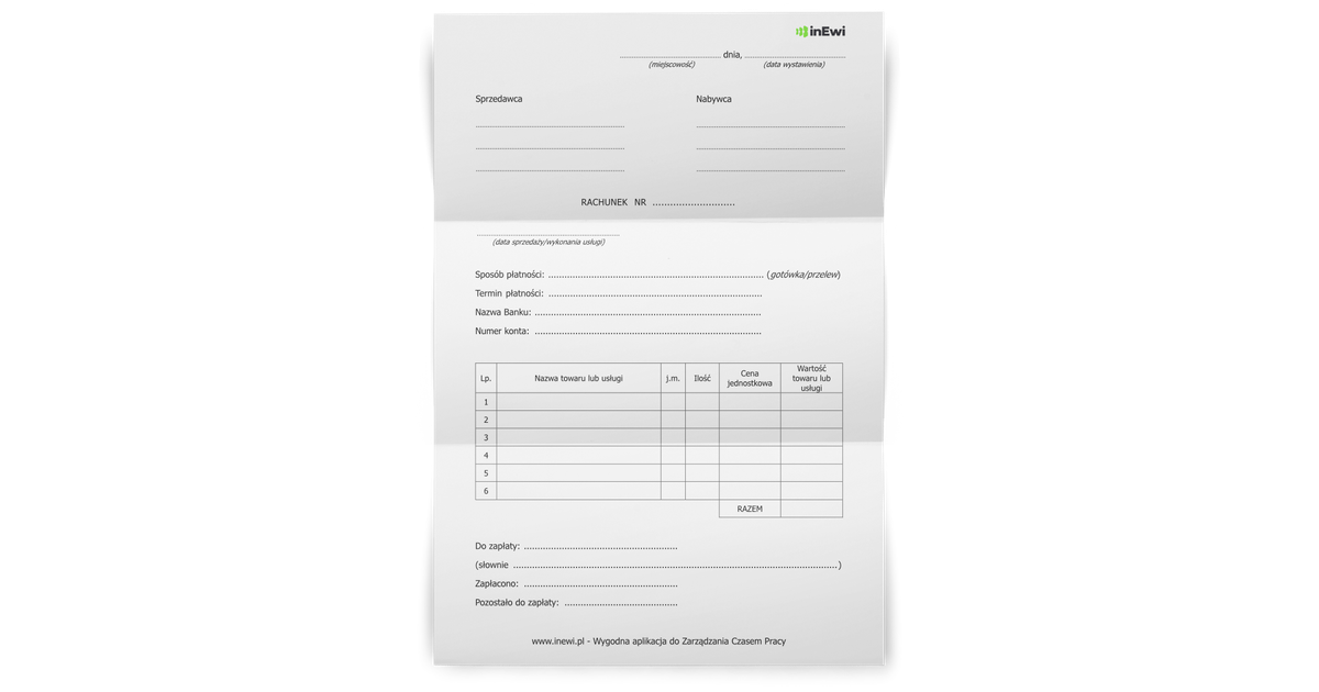 Rachunek do wydruku | inEwi Wzory